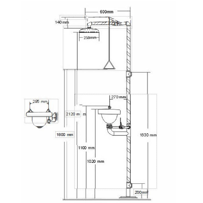 Galvanized Steel Shower - Emergency Eyewash Station S250